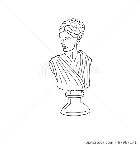 Vector hand drawn antique woman bust statue - Stock Illustration ...