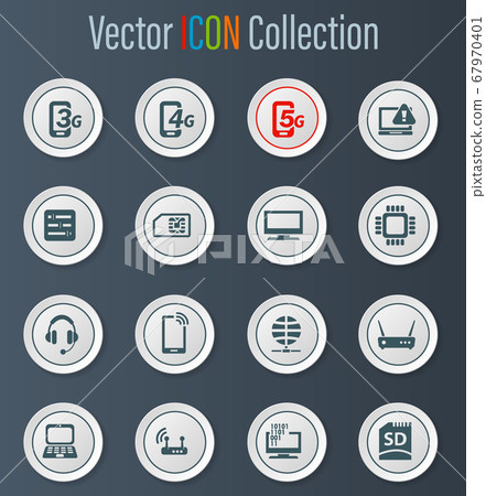 Mobile connection icons set - Stock Illustration [67970401] - PIXTA