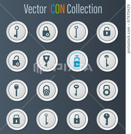 Lock and Key icons set - Stock Illustration [67970429] - PIXTA