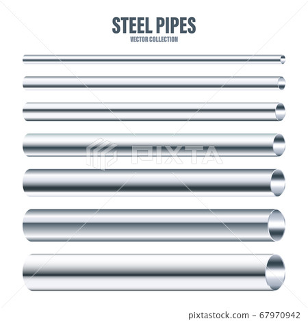 Steel pipes collection. Construction material.... - Stock Illustration ...