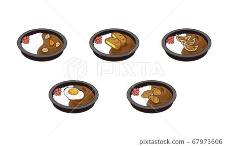 A set of 5 Japanese curry lunch boxes to take home - Stock Illustration ...