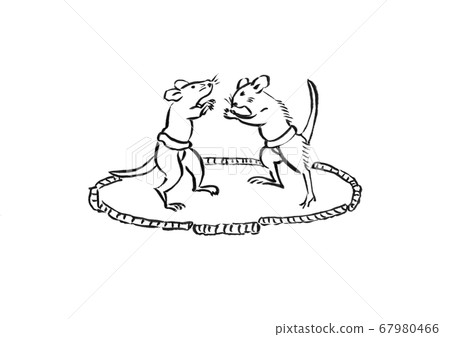Illustration of two mice playing sumo and... - Stock Illustration ...