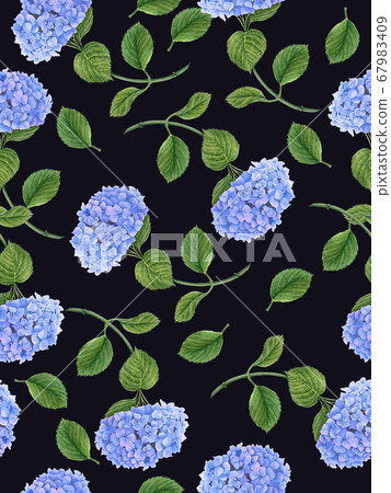 Seamless floral pattern with blue Hydrangea... - Stock Illustration ...
