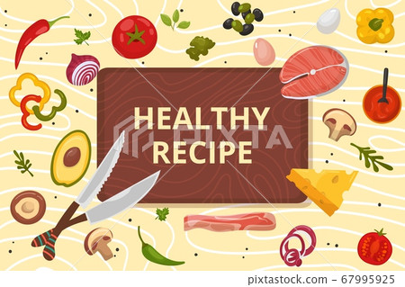 Healthy recipe vector Illustration. Organic... - Stock Illustration ...