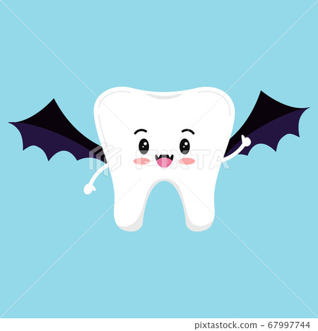 Cute tooth in vampire bat costume isolated... - Stock Illustration ...
