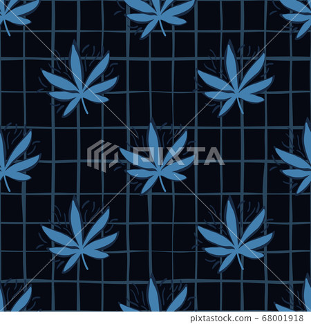 Seamless pattern with blue hemp leaves. Navy-插圖素材 [68001918] - PIXTA圖庫