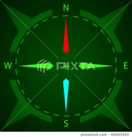 Compass. Display compass with illumination.... - Stock Illustration ...