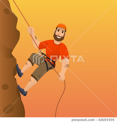 Rock climber. Man commits to rise the steep... - Stock Illustration ...