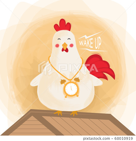 Cute chicken in morning wake up illustration...-插圖素材 [68010919] - PIXTA圖庫