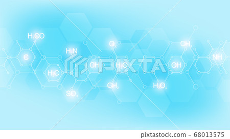 Abstract chemistry pattern on blue background... - Stock Illustration ...