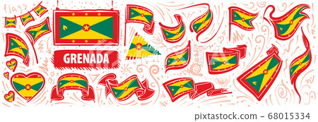 Vector set of the national flag of Grenada in... - Stock Illustration ...