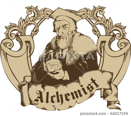 Medieval alchemist. Vector illustration.... - Stock Illustration ...