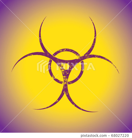 Purple biohazard sign over yellow background - Stock Illustration ...
