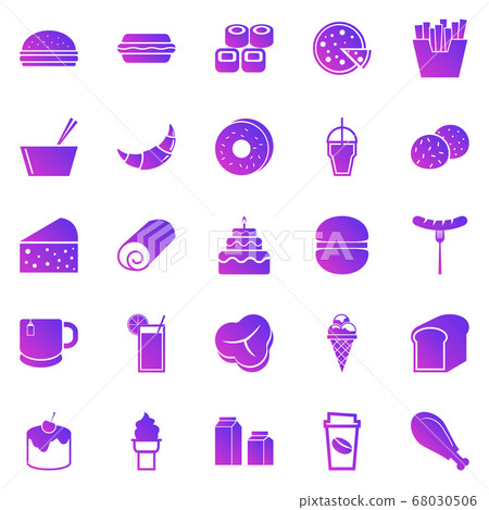 Popular food gradient icons on white background - Stock Illustration ...