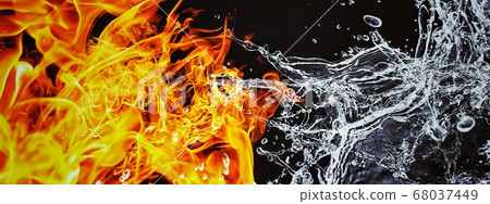 Abstract flames and water that collide - Stock Illustration [68037449 ...