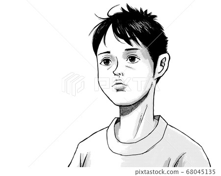 Pen drawing of a man gazing into the distance - Stock Illustration ...