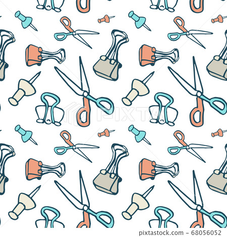 School scissors and paper clip seamless pattern-插圖素材 [68056052] - PIXTA圖庫