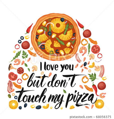 Lettering pizza vector illustration. - Stock Illustration [68056375 ...