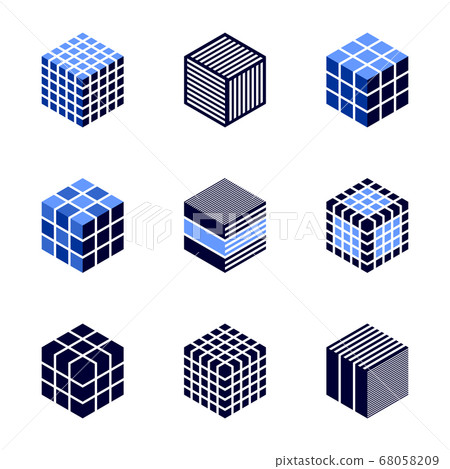 Isometric cubic design elements. 3D icons set. - Stock Illustration ...