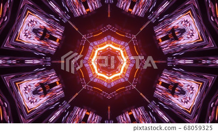 3D Illustration Purple Octagon Sun Background - Stock Illustration ...