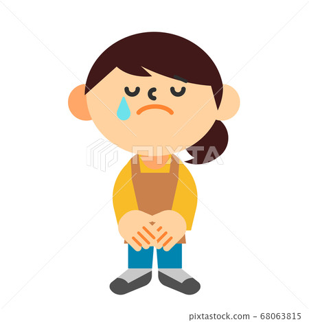 Person woman apron whole body bowing apology... - Stock Illustration ...