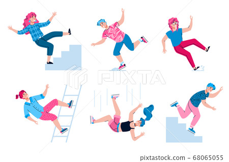 Falling people getting injured and wounded,... - Stock Illustration ...