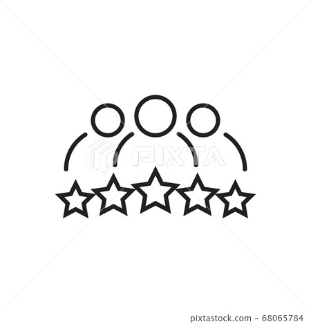 People group with 5 stars vector outline icon... - Stock Illustration ...