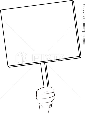 Line drawing holding a placard in hand - Stock Illustration [68065825 ...