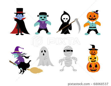 Illustration set of Halloween monster characters - Stock Illustration ...
