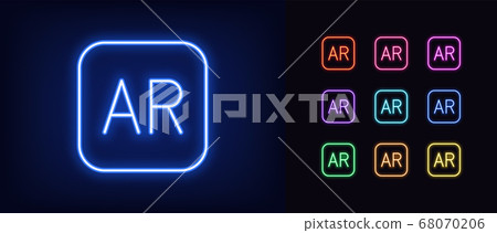 Neon AR icon. Glowing neon AR sign, technology of - Stock Illustration ...