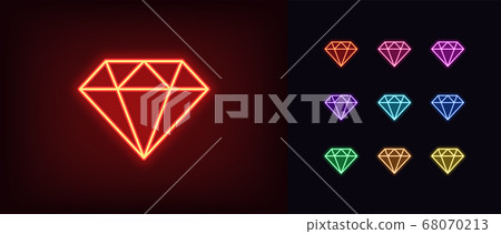 Neon diamond icon. Glowing neon gem sign, jewel - Stock Illustration ...