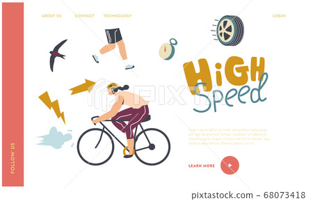 Bike Rider Speed Race Landing Page Template.... - Stock Illustration ...