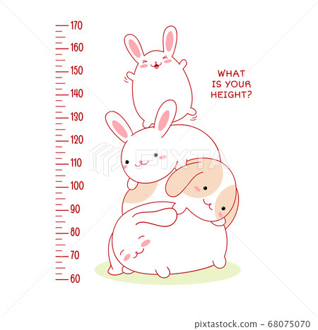 Height chart with cute rabbits - Stock Illustration [68075070] - PIXTA