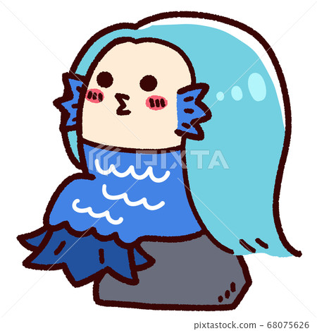 Cute amabi blue sitting on a rock - Stock Illustration [68075626] - PIXTA