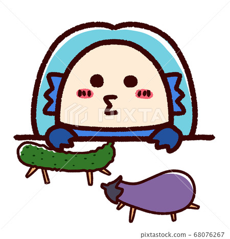 Amabiae in Obon Cucumber horse and eggplant cow - Stock Illustration ...