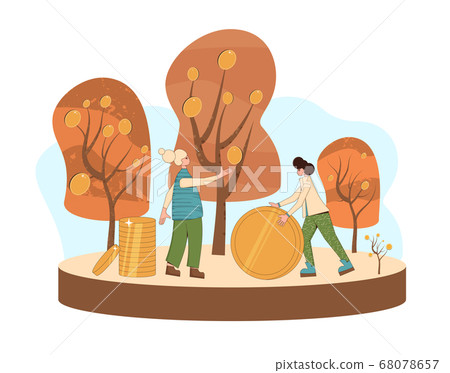 Making Money scene. Investment concept. Minor - Stock Illustration ...
