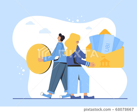 Unic city basic income. Vector flat color concept. - Stock Illustration ...