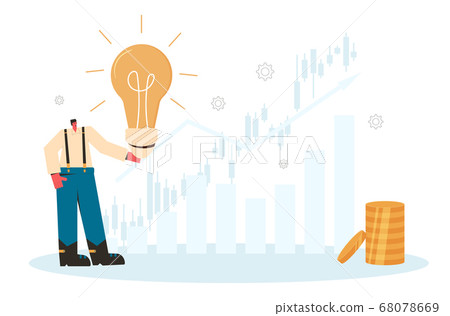 Ivestment idea concept. Stock market boom. Man - Stock Illustration ...