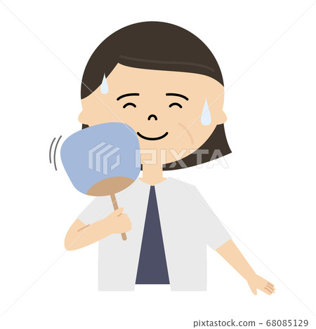 Illustration of a senior woman fanning with a... - Stock Illustration ...