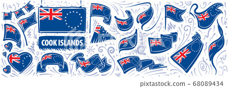 Vector set of the national flag of Cook Islands... - Stock Illustration ...