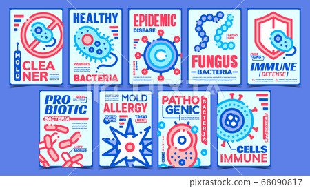 Pathogen Creative Advertising Posters Set Vector - Stock Illustration ...