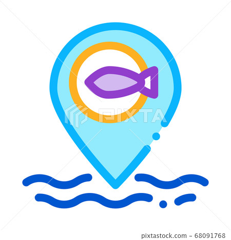 marine fish location icon vector outline...-插圖素材 [68091768] - PIXTA圖庫