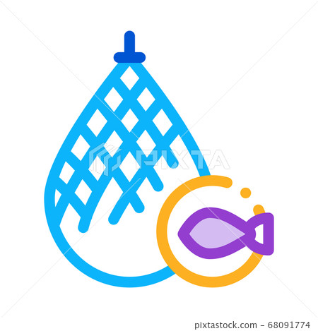 fish in net icon vector outline illustration - Stock Illustration ...