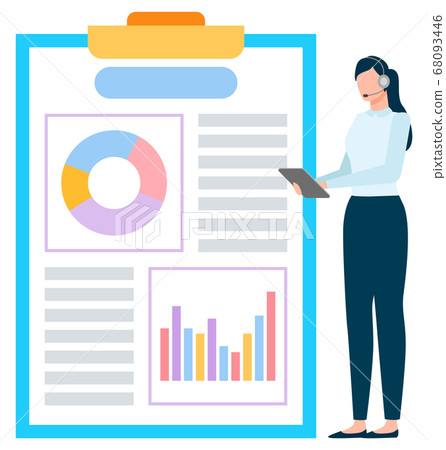 Employee with Graph Report, Management Vector - Stock Illustration ...