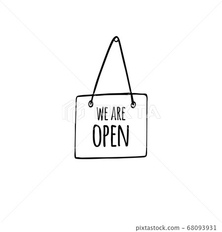 Vector door nameplate with we are open text - Stock Illustration ...