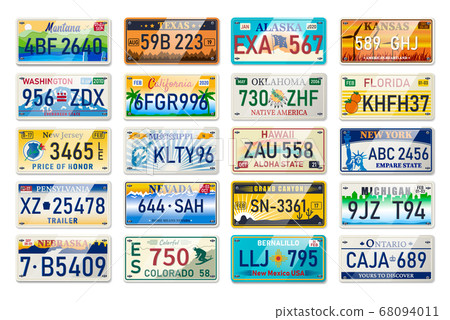Auto plate and car numbers set of vehicle... - Stock Illustration ...
