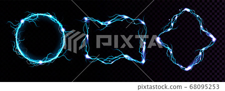 Lightning frames electric blue thunderbolt borders - Stock Illustration ...