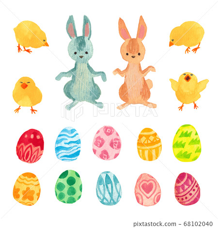 Rabbit, Easter egg and chick - Stock Illustration [68102040] - PIXTA