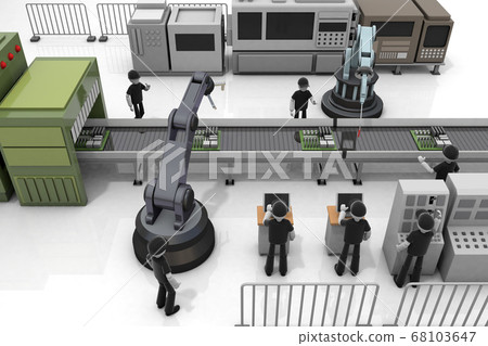 Person working in a factory. Operate the... - Stock Illustration ...