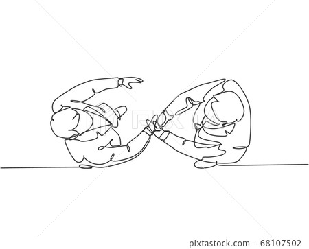Top view single line drawing of businessmen... - Stock Illustration ...